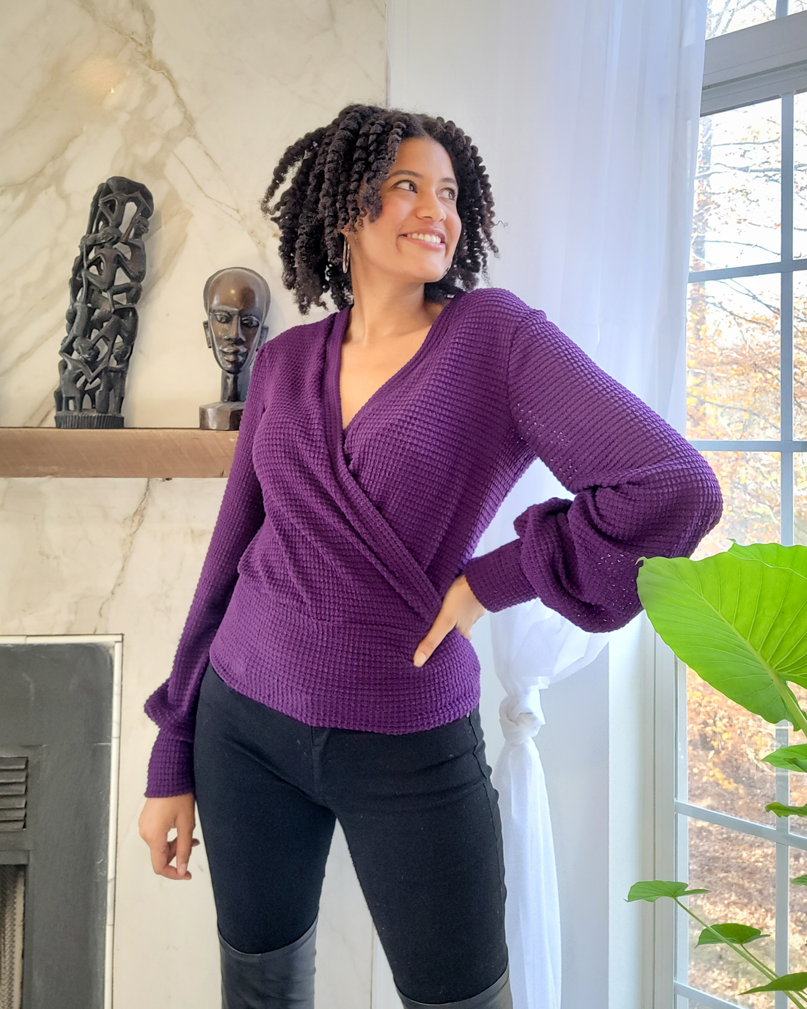 DIY Surplice Sweater in Purple Waffle Knit | McCall's M7991 Pattern ...